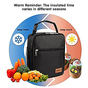 Lunch Box for Men Women, Insulated Reusable Portable Lunchbox - Adults Small Lunch Bag for Office Work School(Black)