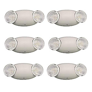 Amazon Basics LED Emergency Light, UL Certified, 6-Pack, Adjustable Two LED Bug Eye Head, Battery Backup, Nickel (Previously AmazonCommercial brand)