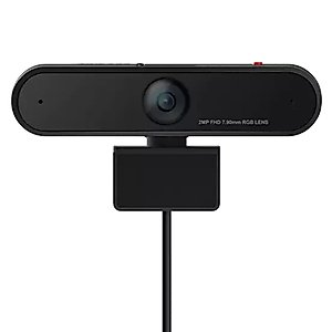 Lenovo HD 1080p Webcam (LC50) - Monitor Camera with 90° Wide Angle, Dual Microphones & Smart Video Capture – Magnetic Desktop Cam w/ Privacy Shutter & Light for Virtual Class, Meetings & Conferences
