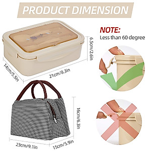 Porzu Bento Lunch Box, 1400 ML Lunch Box Meal Prep For Adults，3 Compartments Portable Food Container with Utensil (Beige)