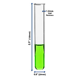 EISCO 32PK Test Tubes, 30ml - Borosilicate 3.3 Glass - 1.2mm Thick Walls, Beaded Rim - Superior Heat & Chemical Durability - 5.9" Tall, 0.8" Diameter