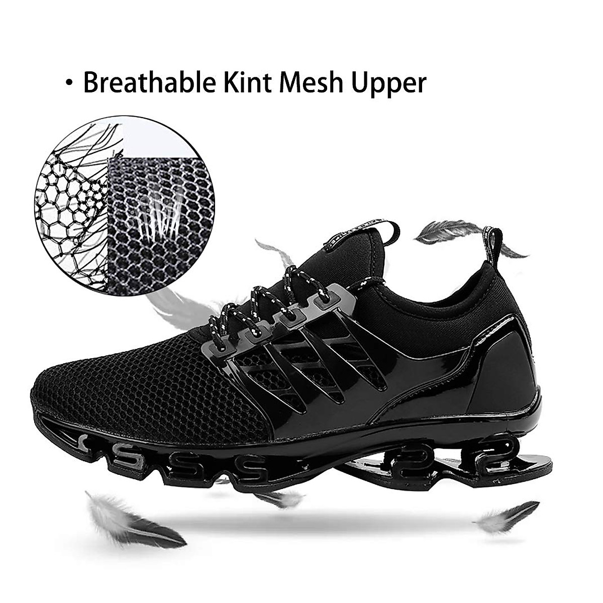 SKDOIUL All Black Tennis Shoes Black Mens Walking Shoes Black Shoes for Men mesh Breathable Slip on Walking Shoes Fashion Casual Sneakers Black Size 9