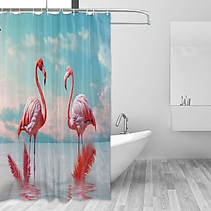 xigua Flamingos Shower Curtain - 72x72 Inch Waterproof Fabric Shower Curtains with 12 Hooks - Modern Home Bathroom Hotel Spa Decorations