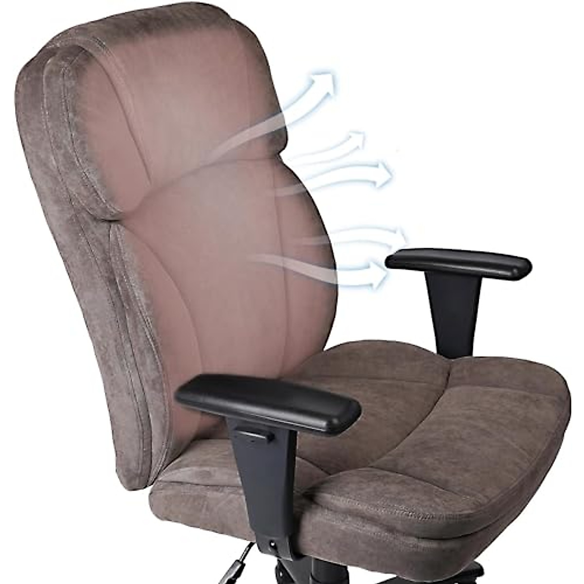 CLATINA Ergonomic Velvet Big and Tall Executive Office Chair with Upholstered Swivel 400lbs High Capacity Adjustable Height Thick Padding Headrest and Armrest for Home (Brown)