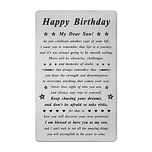 BAZLJY Greeting Card - Happy Birthday to My Son - Metal Engraved