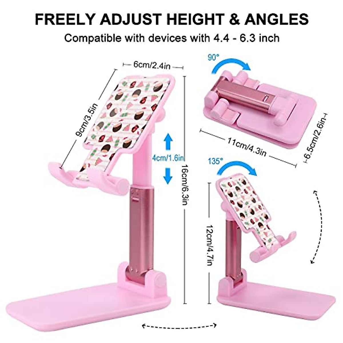 Summer Pattern with Camera Cell Phone Stand Foldable Adjustable Cellphone Holder Desktop Dock Compatible with iPhone Switch Tablets (4-13")