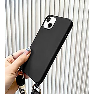 CQUUKOI Crossbody Phone Case for iPhone 13 Pro Max Lanyard Silicone TPU Phone Cover with Detachable Necklace Strap Anti-Drop Protective Cover for iPhone 13 Pro Max Women Men Black