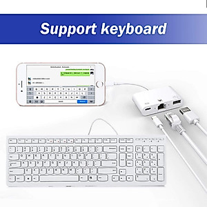 Ddida 3 in 1 Gigabit Ethernet Adapter with USB 3.0 OTG for Fast File Transfer, Compatible with iOS Devices