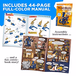 Thames & Kosmos TrainBots: 2-in-1 STEAM Maker Kit | Build 2 Steampunk Robots w/LED Lights | Explore Robots & Engineering | Includes Ultrasonic Atomizer | Ages 8+ with Help; 12+ for Independent Play