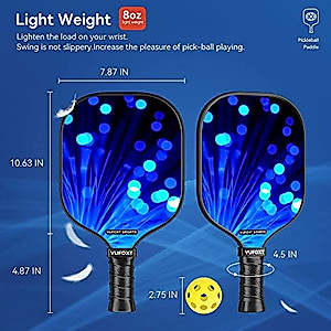 VUFOXT Pickleball Paddles Set of 2 , 99.99rbon Fiber,Graphite Honeycomb Core Graphite Face Cushion Comfort Grip 4.8In Grip, Lightweight Racquets with 4 Pickle Balls 1 Table Tennis Bag(Starry Blue)