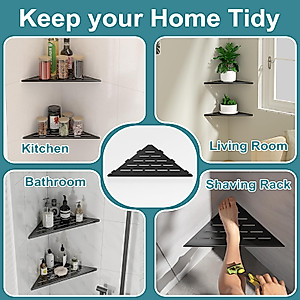 Baltes Stainless Corner Shower Shelf - 10" Black 304 Stainless Steel Floating Shower Shelves, Bathroom Shower Shelf for Tiled Wall, No Drill,Pack of 2