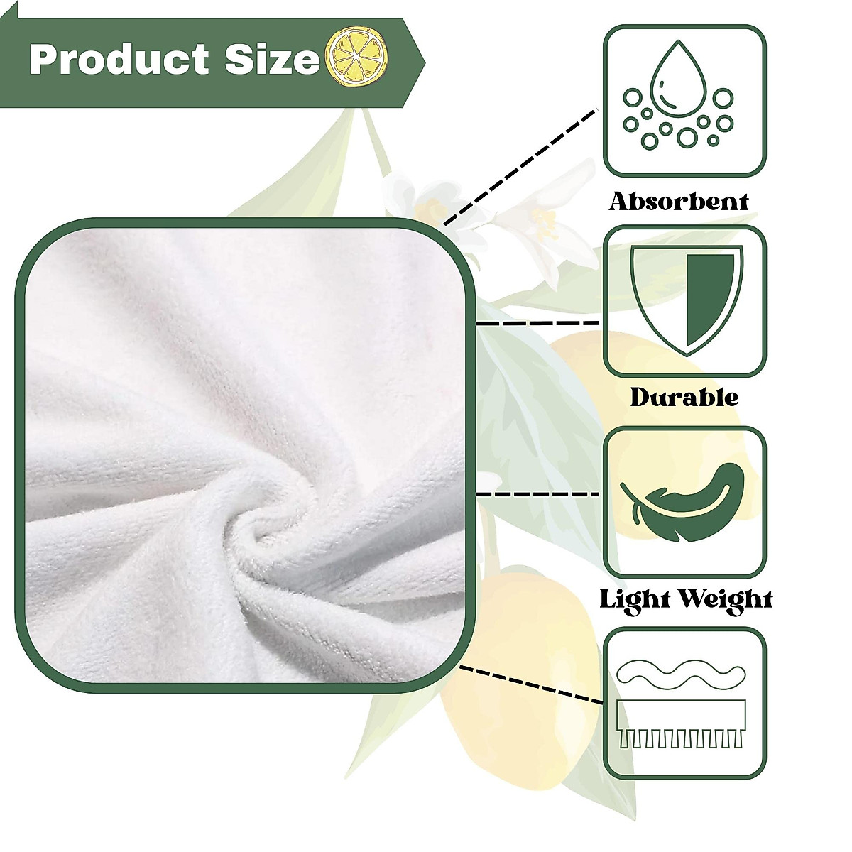 BOSS CLASS Kitchen Towels Lemon Home 4Pcs Summer Spring Absorbent Tropical Bar Dish Hand Decoration Bathroom Towel 15x25in Drying Soft 100% Polyester Cooking Baking Gifts Set