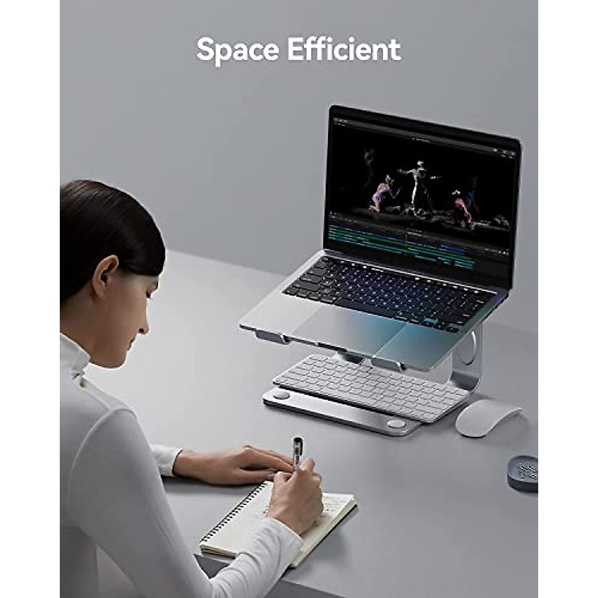 LORYERGO Laptop Stand, Ergonomic Laptop Riser Laptop Stand for Desk, Notebook Computer Stand Holder Compatible with Most 10-15.6” Laptops, Silver