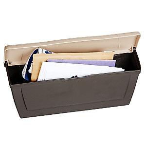 Small Plastic Mailbox for Outside Porch, Easy to Install Wall Mount, Lightweight, Heavy Duty, Rustproof, Maintenance-Free Horizontal Brown Mail Box for House - 15.5” x 4” x 6.25” (Mocha Sand)