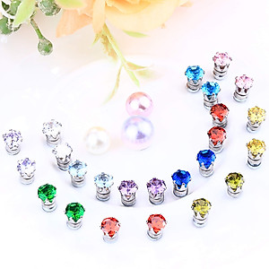 ORAZIO 12 Pairs Magnetic Stud Earrings for Men Women Non-piercing Rhinestone Magnet Earrings Stainless Steel Magnetic Clip on Nose Stud Earrings Set