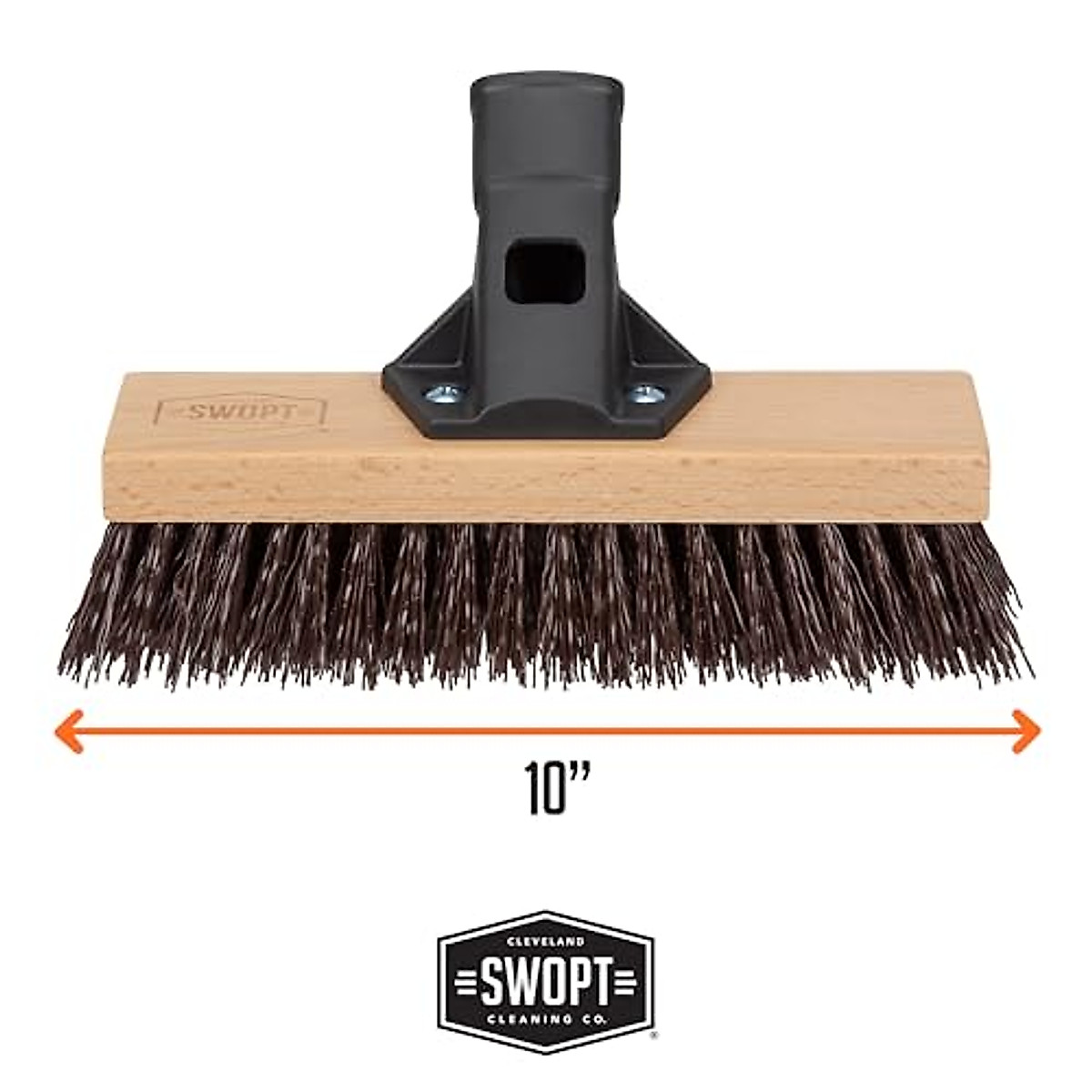SWOPT 10” Premium Rough Surface Scrub Brush Head — Deck Brush for Rough and Textured Surfaces, Cleaning Head Interchangeable with All SWOPT Cleaning Products for More Efficient Cleaning and Storage