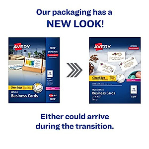 Avery Clean Edge Printable Business Cards with Sure Feed Technology, 2" x 3.5", White, 1,000 Blank Cards for Laser Printers (5874)