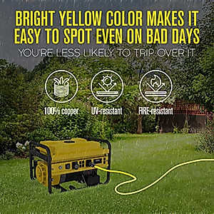 Houseables 30 Amp Generator Cord 4 Prong, Extension Generator Cable, 10 FT, 125-250v, 7500 Watt Max Rating, UL CUL, NEMA L-14-30P, Rubber, 10 Gauge, Heavy Duty, L14-30, Transfer, Twist Lock Power Cord