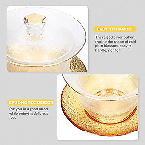 Happyyami Crystal Gaiwan Chinese Japanese Glass Gaiwan Traditional Tea Cup Comprised of Cup and Saucer Lid Tureen for Kung Fu Tea Accessories