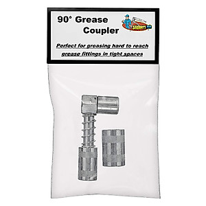 Slippery Pete 90 Degree Grease Coupler Snaps on to Grease Fittings in Tight Spaces