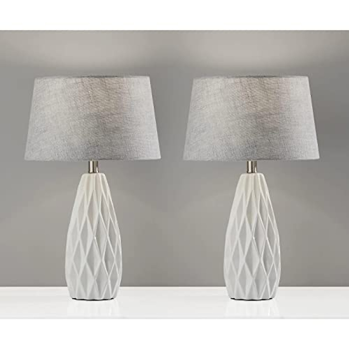 Adesso SL1149-02 Joan Table Lamp Set, 22.5 in., 100W, White Finish, 2 Metal Lamps