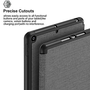 Mastten Case Compatible with iPad 9th/8th/7th Generation Case, iPad 10.2 Inch Case with Pencil Holder, TPU Smart Stand Back Case Cover for iPad Case 2021/2020/2019, Auto Wake/Sleep, Gray