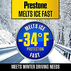 Prestone AS253 De-Icer Winter Windshield Washer Fluid, Freeze Protection up to -34°F, Power Cleans Winter Salt and Grime, Deices & Prevents Dangerous Refreeze, Streak Free & Glare Free, Safe for Rain Sensing Wipers, 1 Gallon Includes NOIS Tissue Pack