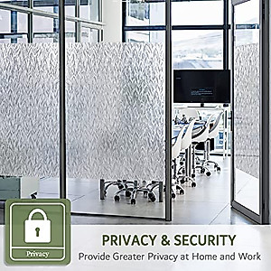 FEOMOS Window Privacy Film, Static Cling Window Film Frosted Window Decals, Decorative Glass Vinyl, ICY Flame Patterned Films for Windows Doors 35.4x78.7 inches