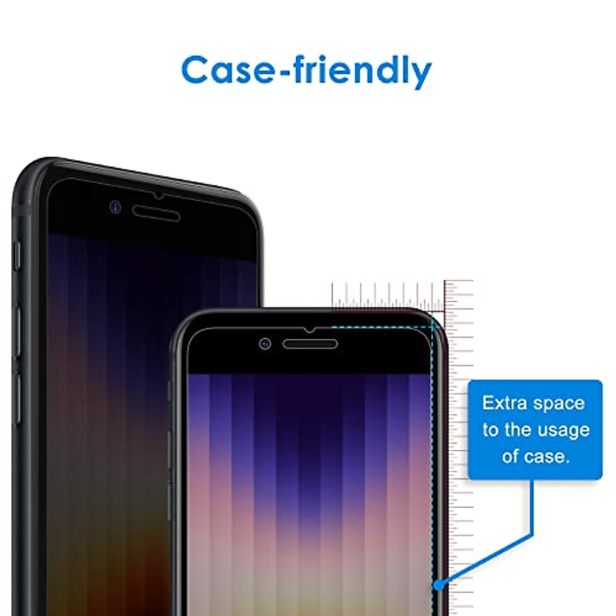 JETech Privacy Screen Protector for iPhone SE 3 (2022 3rd Edition) 4.7-Inch, Anti Spy Tempered Glass Film, Case Friendly, 2-Pack