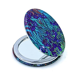 Aeisage Pocket Mirror for Women Small Travel Mirror Magnifying Van Gogh Irises Flower Purse Mirror Compact Unique Gift for Artistic Mom Diameter 2.75 x 0.4 Thickness