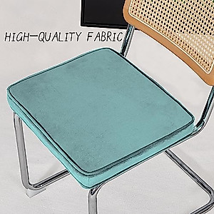 MeetLeisure Rattan Dining Chair Set of 2, Mid-Century Modern Chairs with Metal Chrome Legs, Armless Cane Back Chairs with Upholstered Cushion for Home Kitchen Dining Room, Aqua