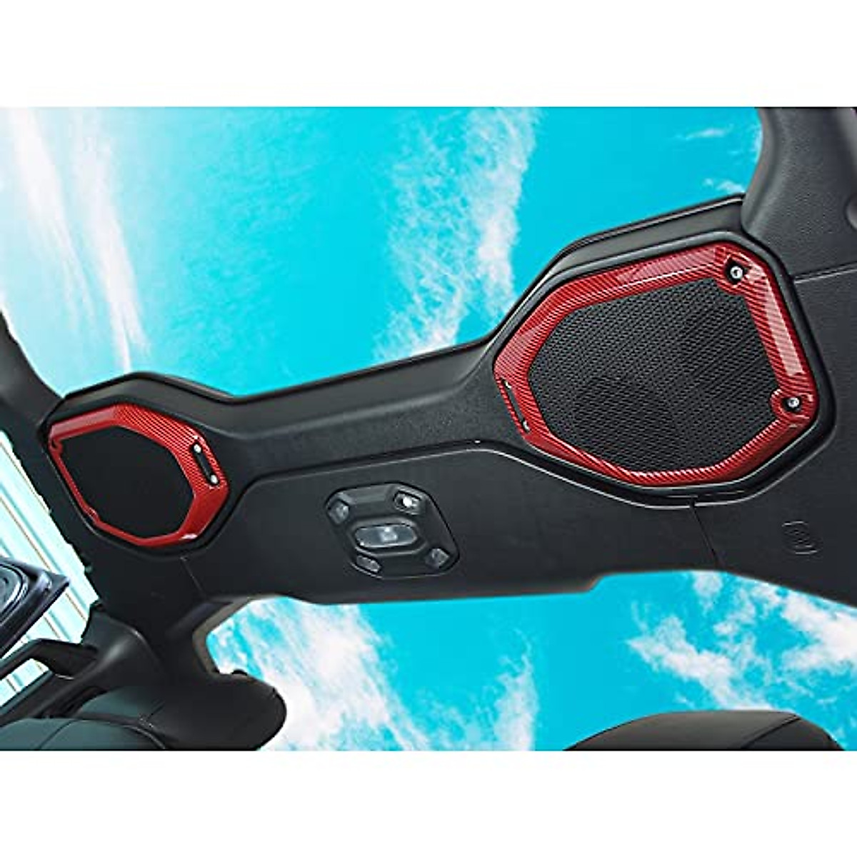 Voodonala for Jeep JL Top Speaker Audio Surround Trim for 2018 2019 Wrangler JL JLU 2020 Gladiator JT Trunk Red Carbon Fiber