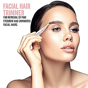 Brookstone Eyebrow Razor | Facial Hair Removal for Women for Fine Eyebrow and Unwanted Facial Hairs | Includes 2-Length Eyebrow Trimmer Guards | Portable