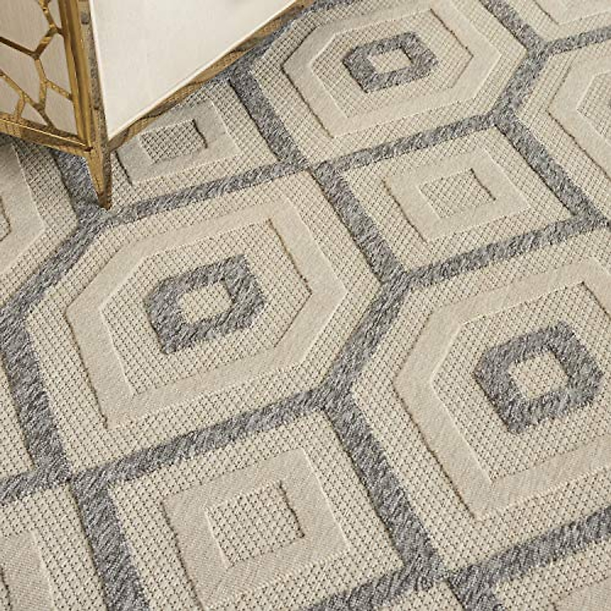 Nourison Palamos Indoor/Outdoor Cream 7'10" x 9'10" Area Rug, Easy-Cleaning, Non Shedding, Bed Room, Living Room, Dining Room, Backyard, Deck, Patio (8x10)