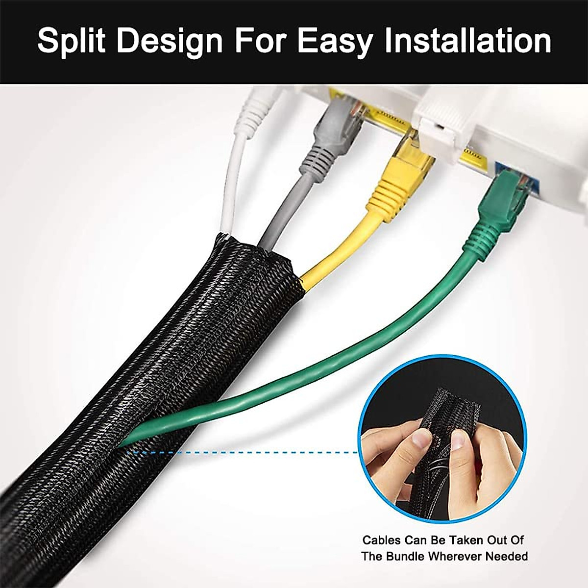 MOGINSOK 177pcs Cable Management Kit, 4xCable Sleeves 10 Cable Cord Holders 41 Cable Clips/Straps 100pcs Cable Ties 2 Roll Self Adhesive 20pcs Velcro Tape Cable Organizers for Car Desk Home Office