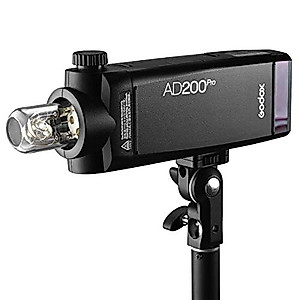 GODOX AD200 Pro AD200Pro 200Ws 2.4G Flash Strobe, 1/8000 HSS, 500 Full Power Flashes, 0.01-1.8s Recycling, 2900mAh Battery, Bare Bulb/Speedlite Fresnel Flash Head Pocket Flash Monolight