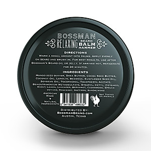 Bossman Relaxing Beard Balm - Beard Tamer, Relaxer, Thickener and Softener Cream - Beard Care Product - Made in USA (Gold Scent)