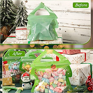 SEPGLITTER Resealable Christmas Gift Bags,24Pcs Special Shaped Christmas Gift Bags with Handles for Christmas Holiday Party Candy Small Gift Wrapping Supplies Decor
