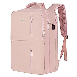 MATEIN Travel Backpack for Women, 40L Flight Approved Carry on Backpack with USB Charge Port, 17 Inch Anti-Theft Laptop Backpack Large Luggage Daypack Business College Weekender Overnight Bag, Pink