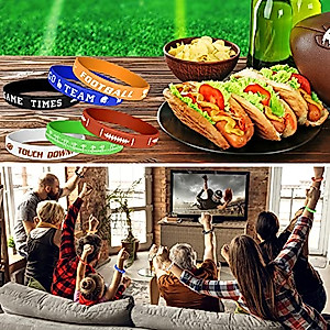 MIAHART 16 Pieces Football Theme Bracelets Silicone Wristband for Sport Theme Birthday Party Favors, 6 Styles
