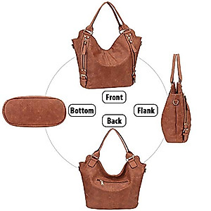 JOYSON Women Handbags Hobo Shoulder Bags Tote PU Leather Handbags Fashion Large Capacity Bags Brown 1