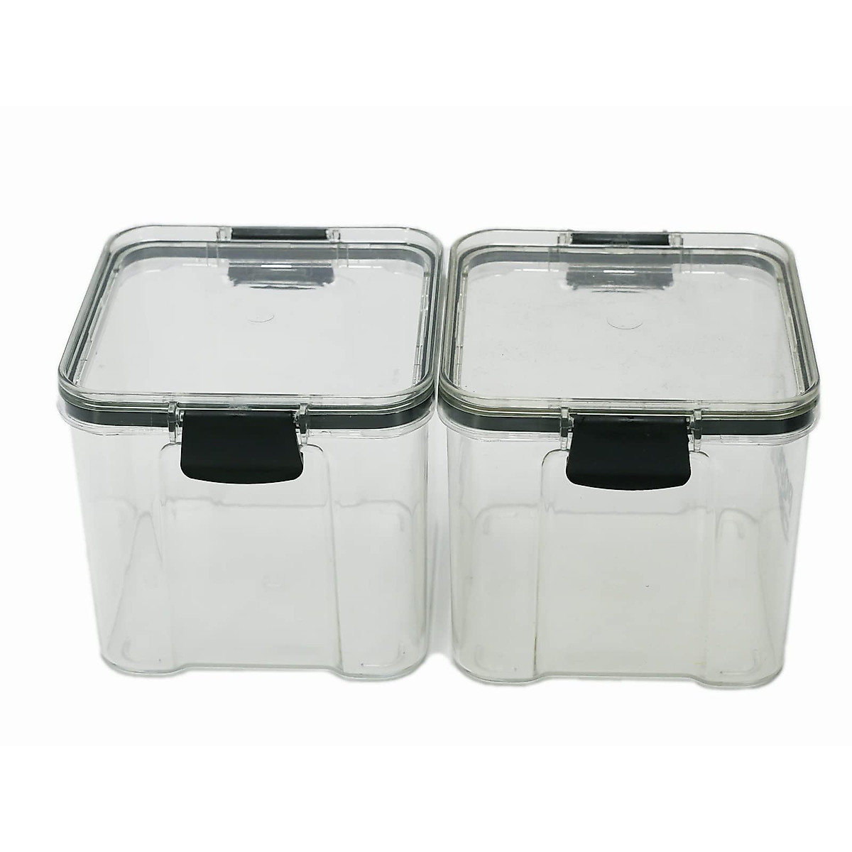 PQZKLDP 2pcs Airtight Food Storage Containers 0.7L(23.7OZ)-with Lids BPA Free Clear Plastic Kitchen and Pantry Organization Canisters for Cereal, Dry Food Flour & Sugar - Labels, Marker & Spoon Set