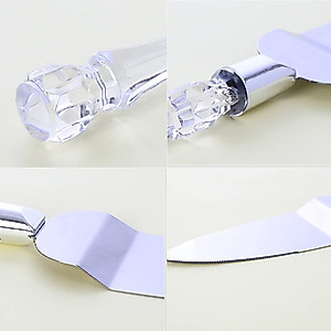 UUYYEO 2 Pcs Faux Crystal Handle Cake Knife and Server Set Pie Pastry Servers Perfect For Wedding Birthday Parties