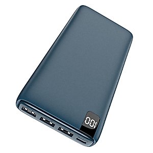 IXNINE Power Bank 26800mAh Portable Charger, High Capacity Phone Charger Compact External Battery Pack with LED Display and 4 Fast Charging Outputs for Cellphone Tablet Survival Gear (Blue)