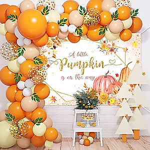 Avezano Fall Pumpkin Baby Shower Banner Backdrop Autumn A Little Pumpkin is on The Way Party Decorations Fall Floral Little Pumpkin Welcome Baby Party Banner for Girl 70.8 x 43.3 Inch