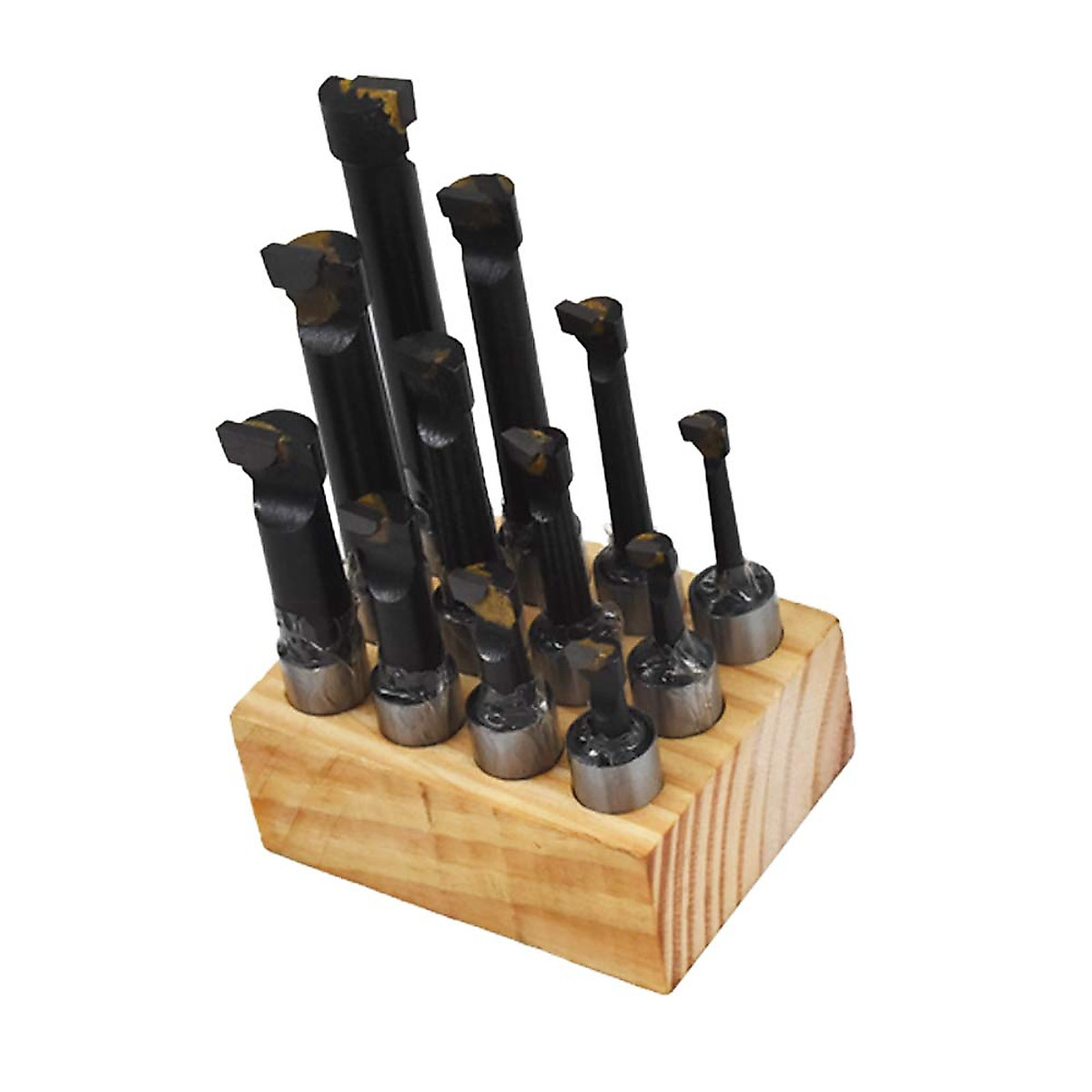 findmall 5/8" Boring Bar Set 12 Pcs Carbide Tipped Bars 5/8" Shank Lathe Tool Milling Tools Kit with Base