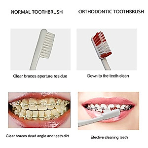 Boxed Portable Orthodontic Care Kit Orthodontic Toothbrush Kit for Braces for Orthodontic Patient Travel Oral Care Kit Dental Travel Kit Interdental Brush Dental Wax Dental Floss (8 Pcs/Pack)-Red