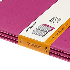 Moleskine Cahier Journal, Soft Cover, XL (7.5" x 9.5") Ruled/Lined, Kinetic Pink, 120 Pages (Set of 3)