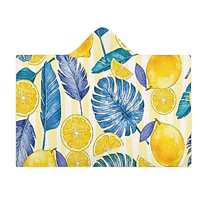 TaoYTao 40"x50" Women Summer Fruit Plant Lemon Blanket Hoodie, Foldable Wearable Funny Hooded Blanket Robe Cloak, Christmas Birthday Gifts Anniversary For Wife Girlfriend Women