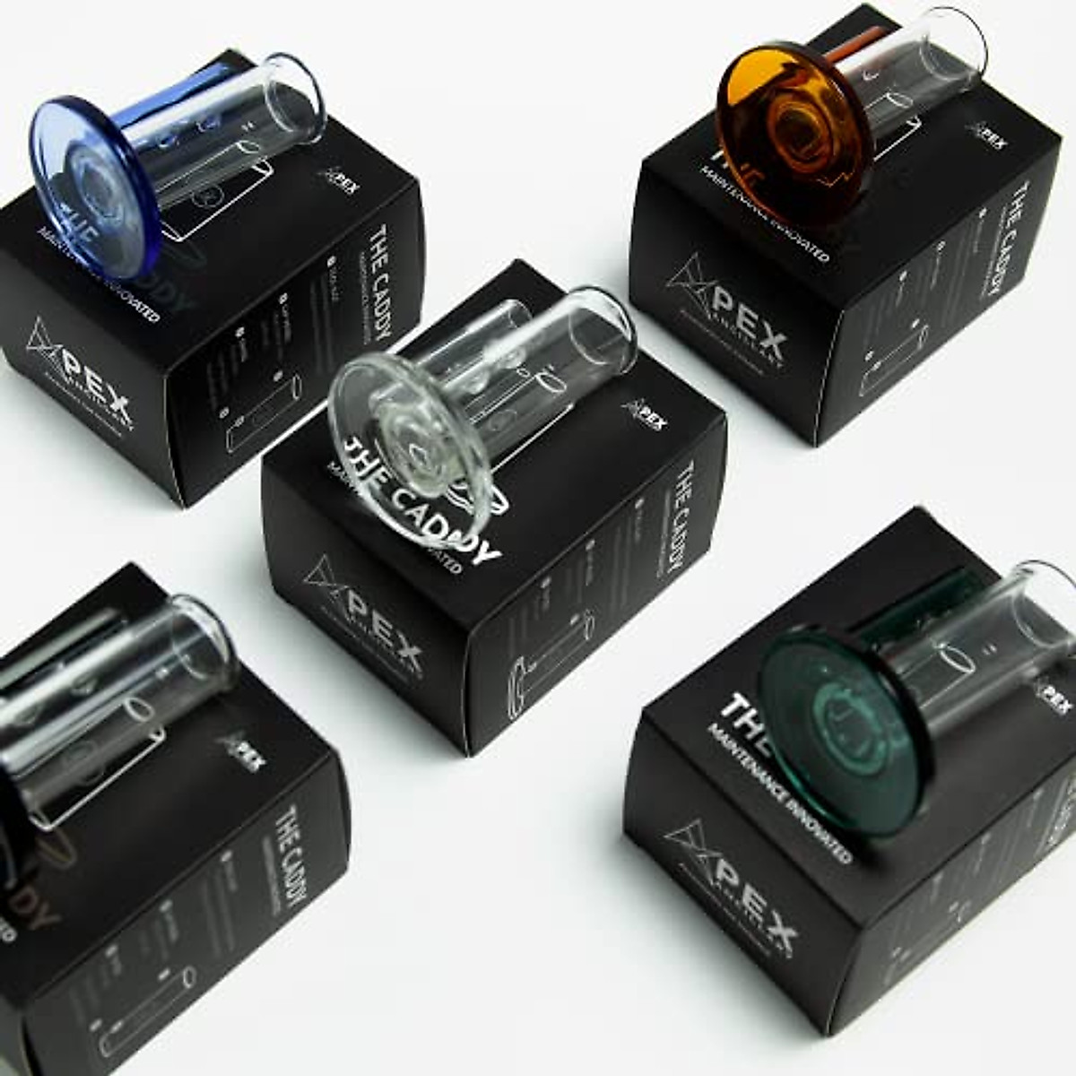 The Caddy By Apex Ancillary | Versatile & Compact Organizer | Made W/ High-End Borosilicate Glass | Closed Bottom So Each Slot Doubles As Soaking Station (Smoked)